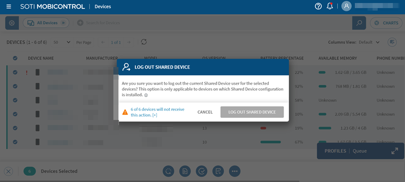 Logging Out Shared Device from Web Console