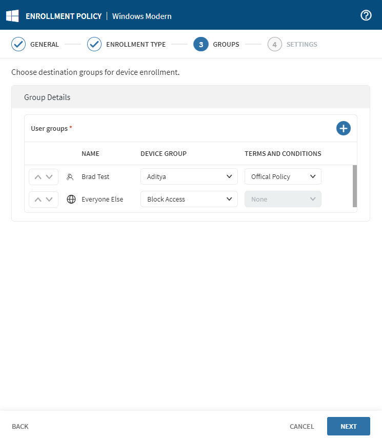 Creating an Enrollment Policy for a Directory/Federated Type Enrollment