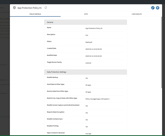 Viewing, Editing, and Deleting an Existing Microsoft 365 App Protection Policy