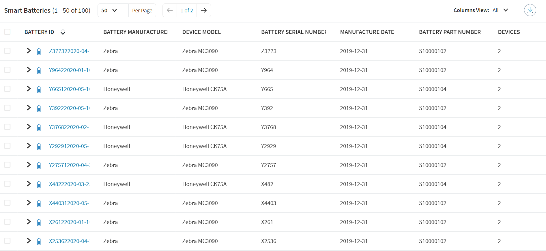 In Use Status Smart Battery Dashboard